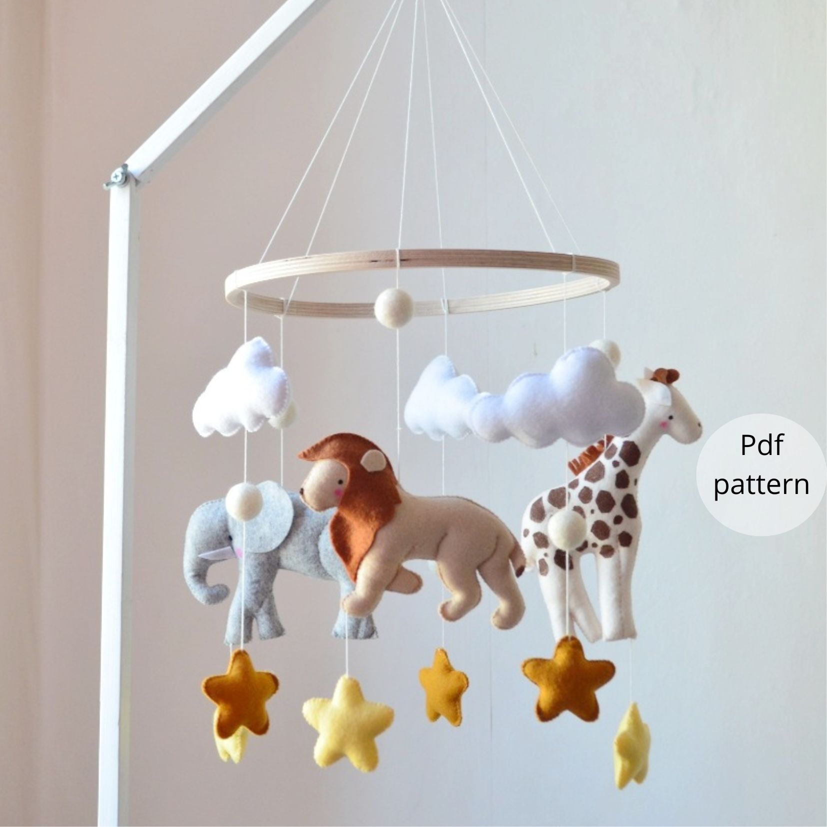 PDF Baby mobile PDF pattern, DIY nursery mobile, safari baby | Inspire ...