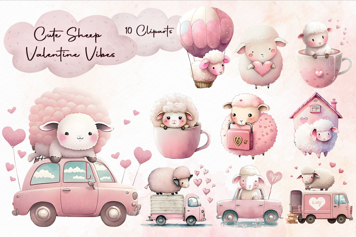 10 Files Of Cute Sheep with Valentine Vibes PNG Valentine An - Inspire ...