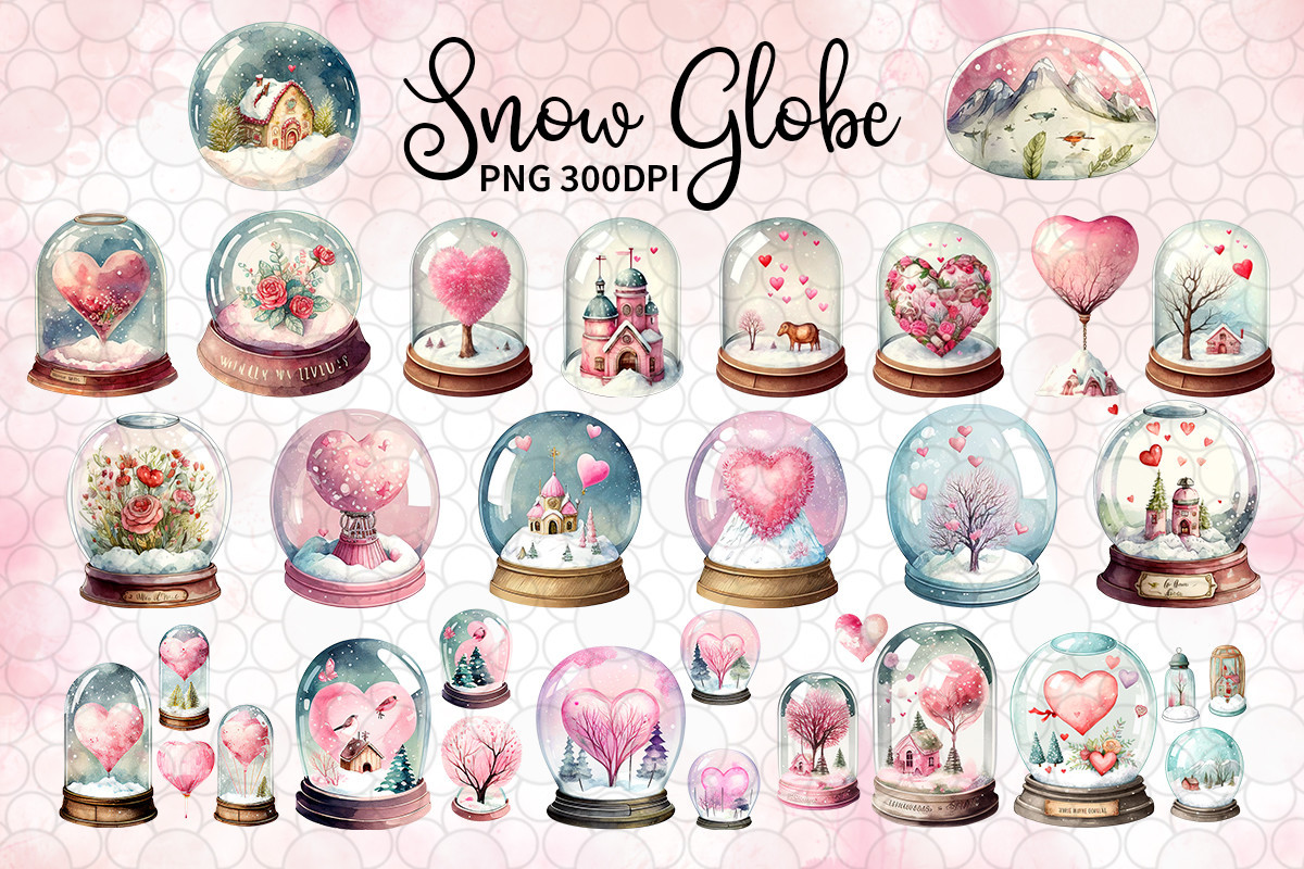 Snow Globe Valentine Sublimation Clipart Happy Valentines Da | Inspire ...
