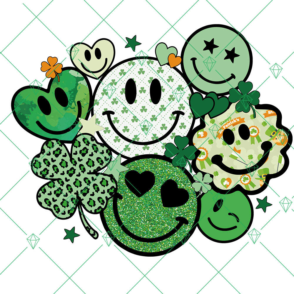 St Patricks Day Smiley Faces Png, Retro Groovy Png, Clover P | Inspire ...