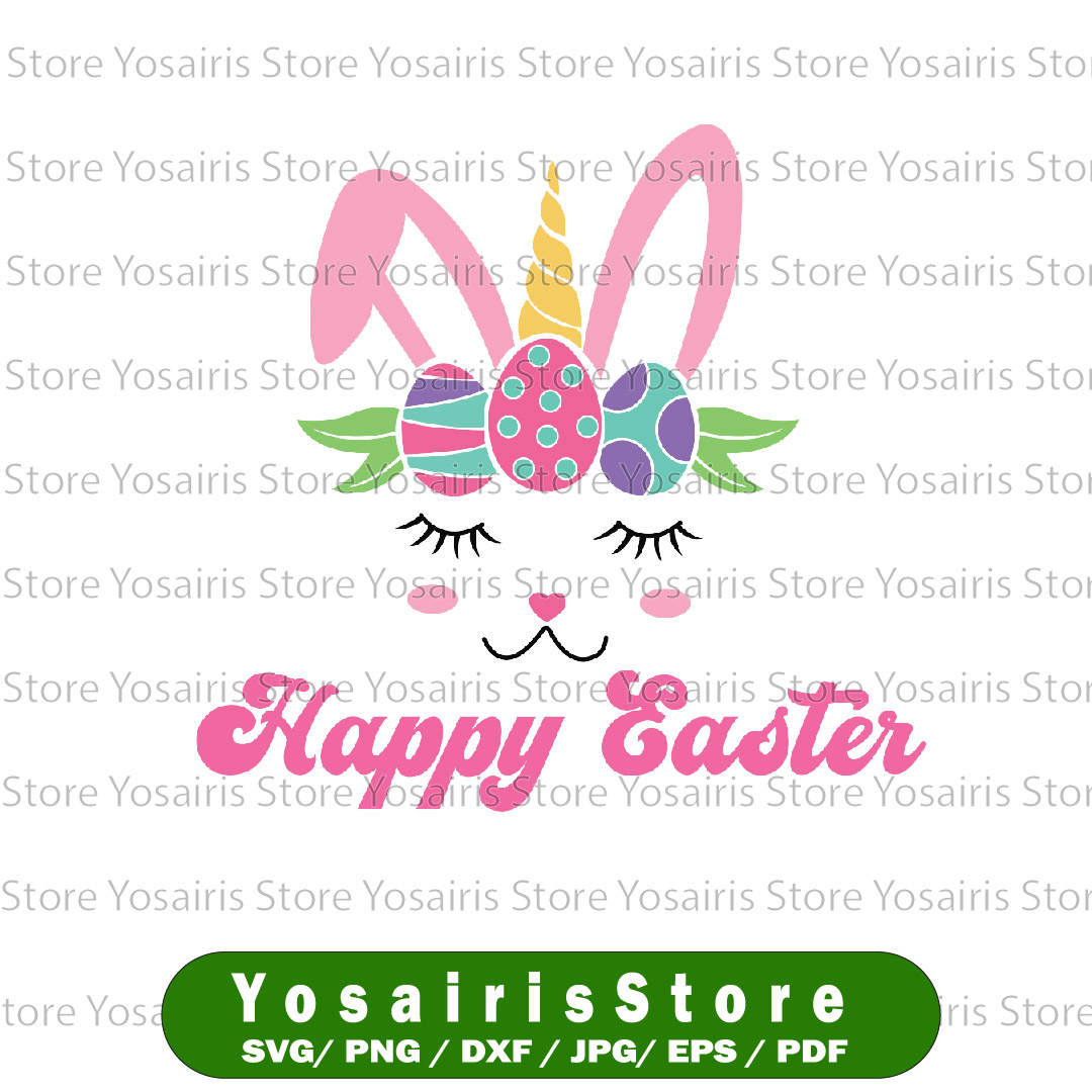 Unicorn Bunny Face Happy Easter Svg, Easter Unicorn SVG, Eas - Inspire ...
