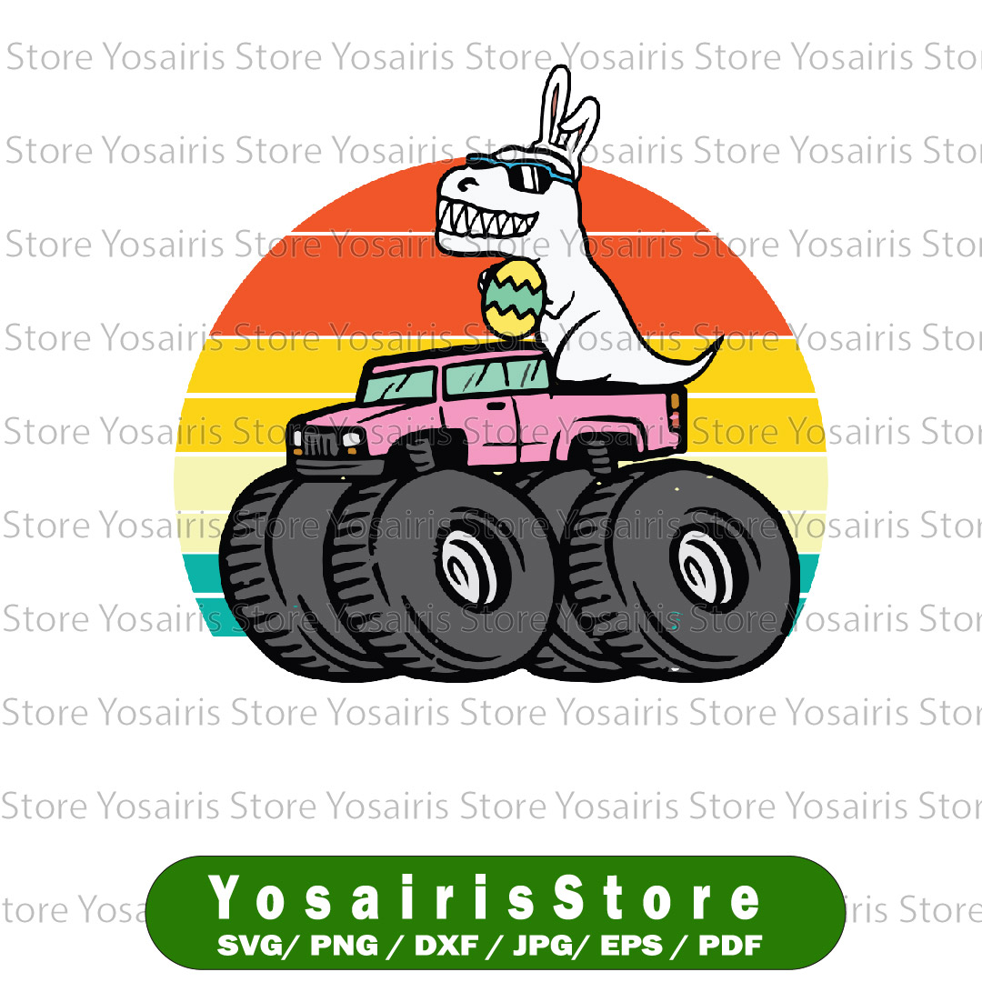Trex Bunny Egg On Monster Truck Svg, Easter Day T Rex Dino R - Inspire ...
