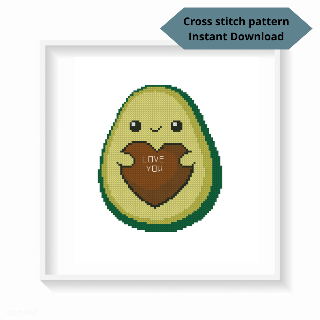 Avocado and Heart cross stitch pattern, Cute cross stitch pa | Inspire ...