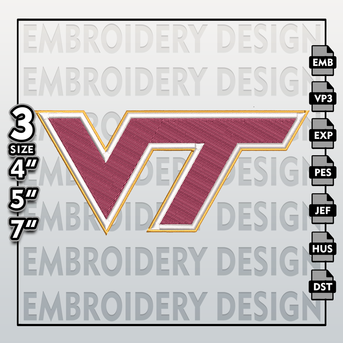 Virginia Tech Hokies Embroidery Files, NCAA Logo Embroidery | Inspire ...