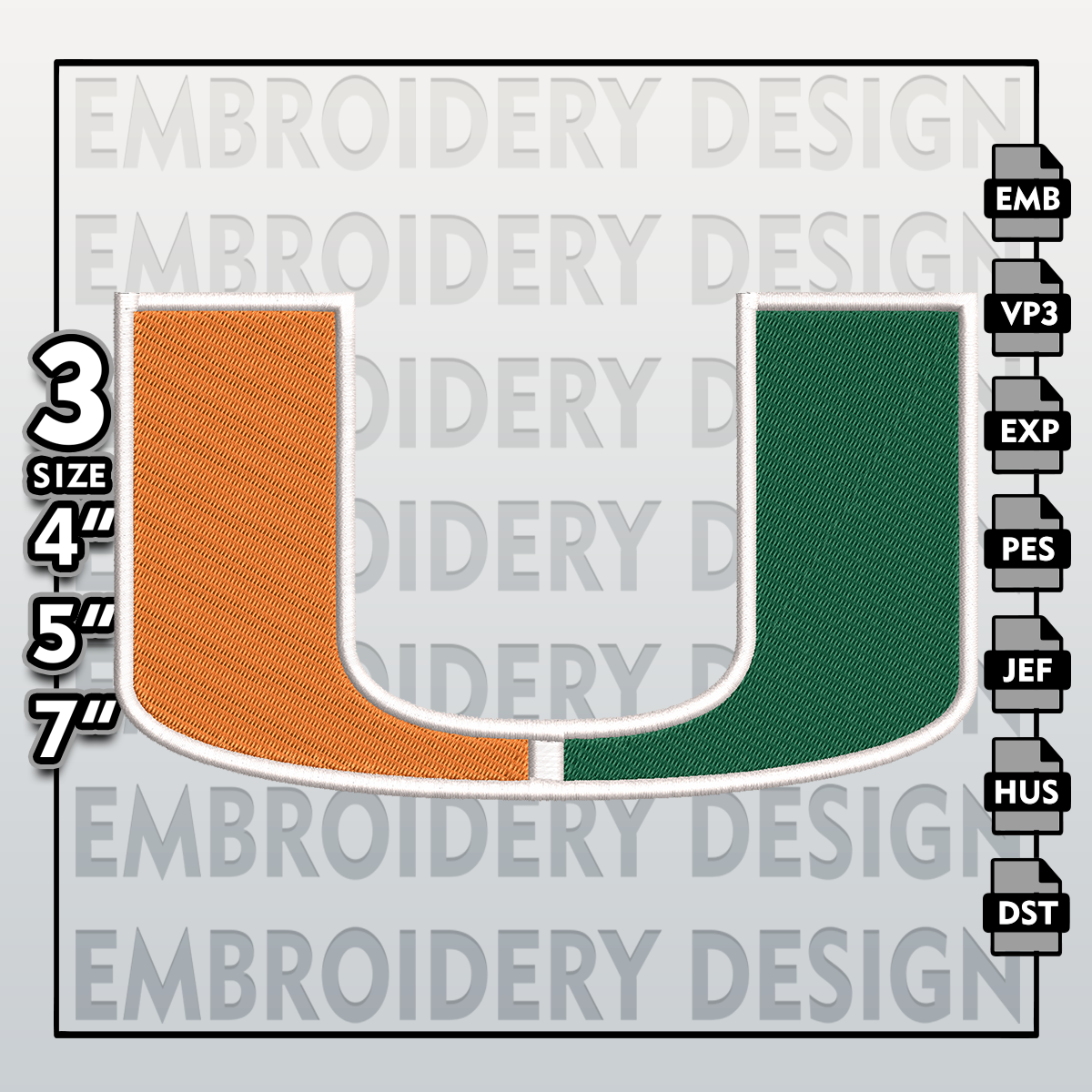 Miami Hurricanes Embroidery Files, NCAA Logo Embroidery Desi | Inspire ...