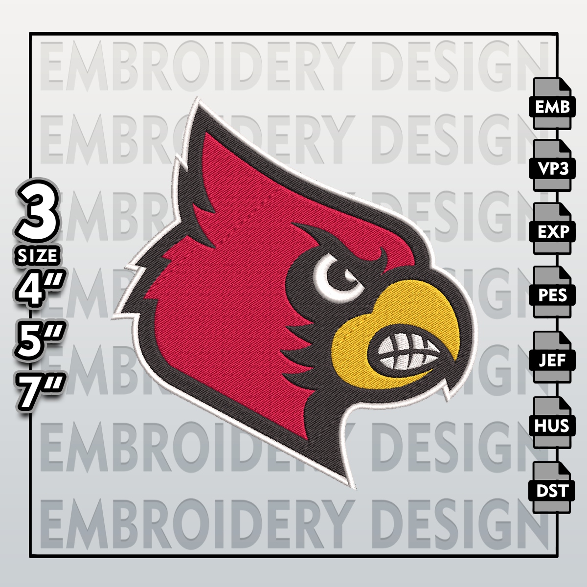 Louisville Cardinals Embroidery Files, NCAA Logo Embroidery | Inspire ...