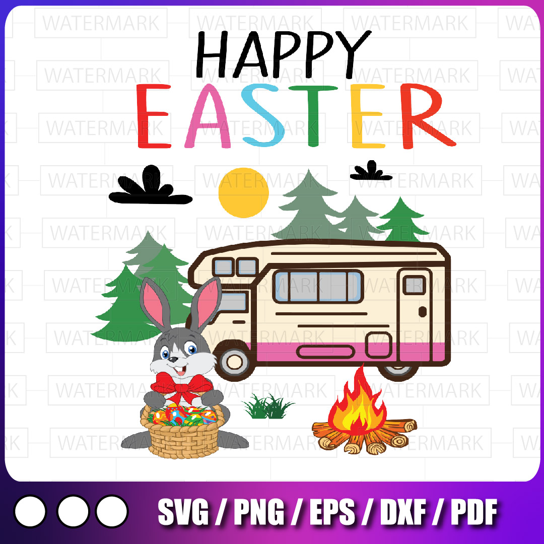 Cute Bunny Eggs Svg, Easter Camping Svg Png, Happy Easter Da | Inspire ...