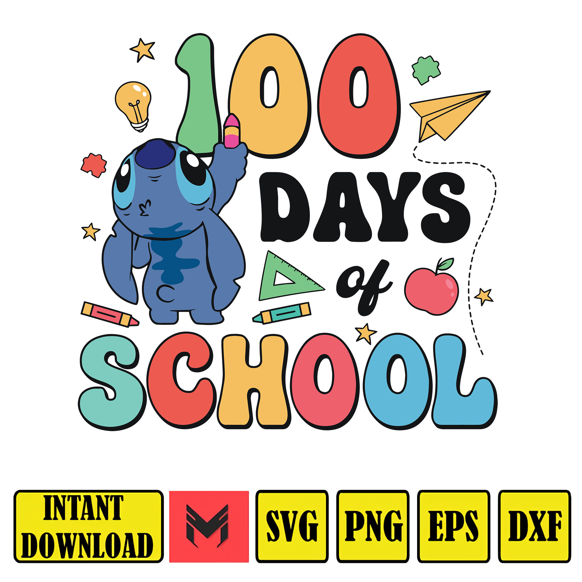 100 Days of School Stitch SVG, Stitch 100 Day of School Svg, - Inspire ...