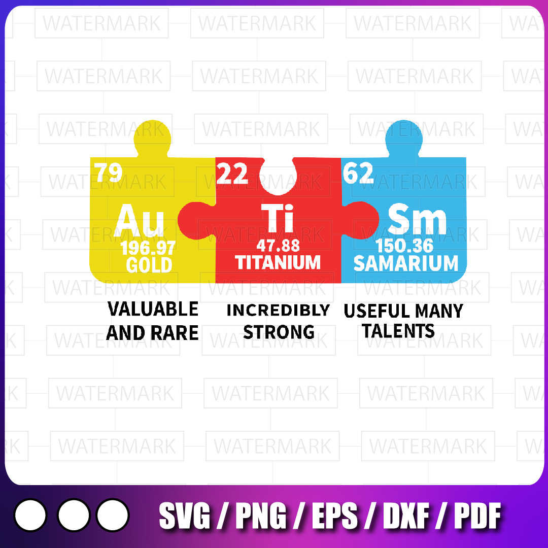 Autism Elements Periodic Table Awareness Svg, Autism Awarene | Inspire ...