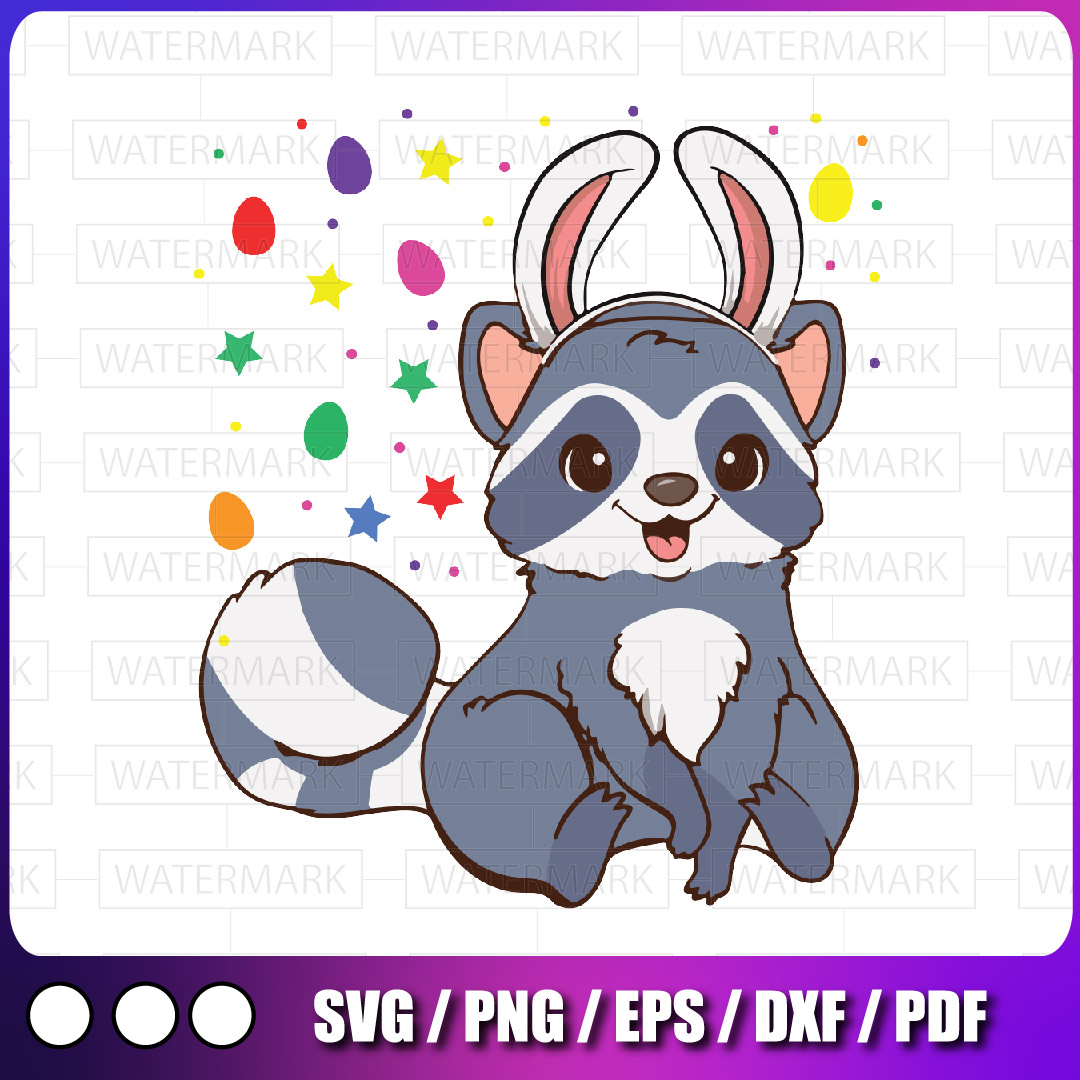 Raccoon With Bunny Ears Svg,Funny Egg Hunting Easter 2022 Sv | Inspire ...