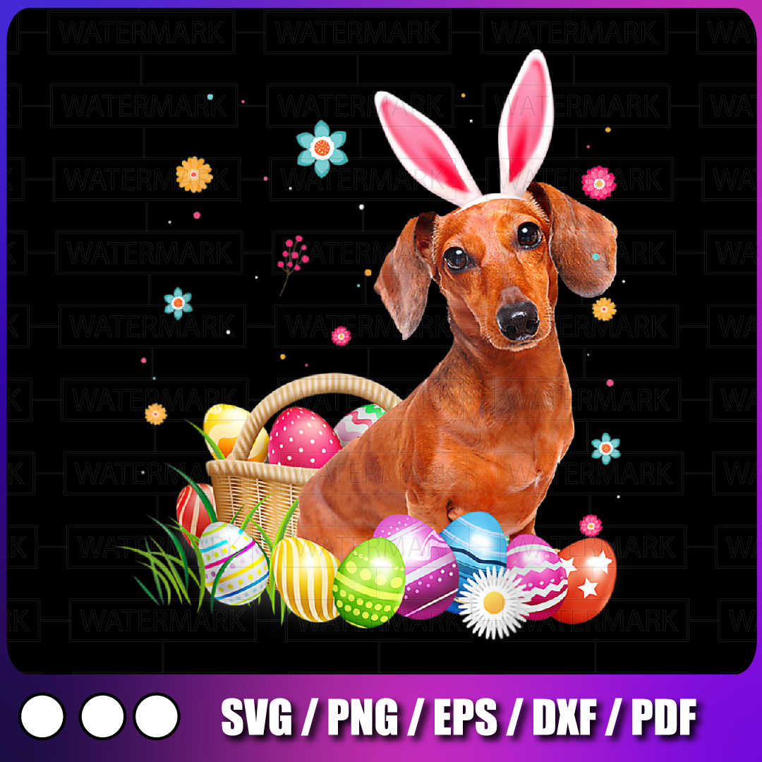 Happy Easter Cute Bunny Dachshund Wearing Bunny Ears Png, Ea | Inspire ...