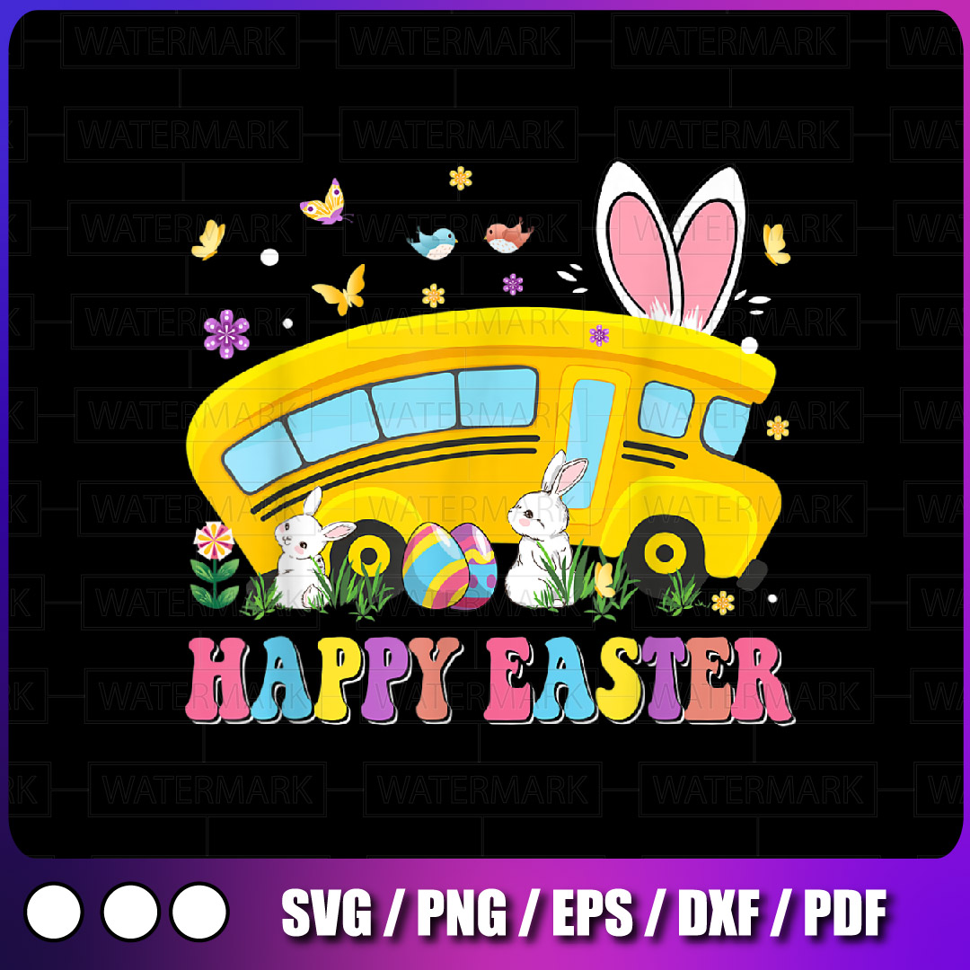 Cute Bunnies Happy Easter School Bus Driver Png, Easter Bus | Inspire ...