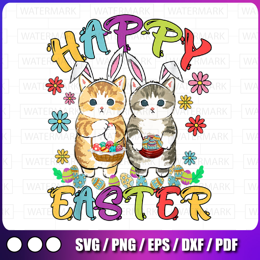 Happy Easter Three Cat Wearing Bunny Ear Png, Bunny Cat Love | Inspire ...