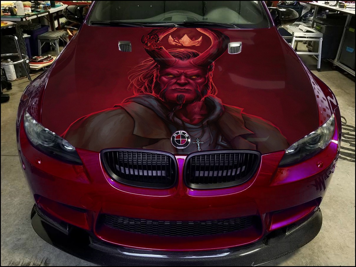 Vinyl Car Hood Wrap Full Color Graphics Decal Hellboy Sticke - Inspire ...