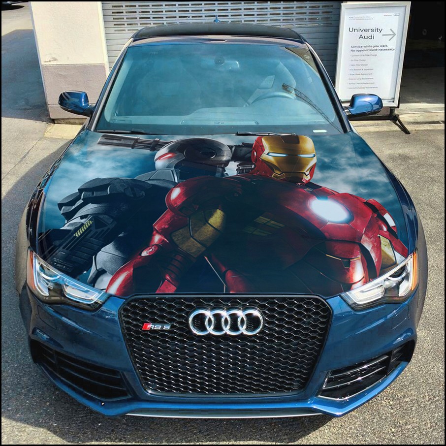 Vinyl Car Hood Wrap Full Color Graphics Decal Ironman & War - Inspire ...