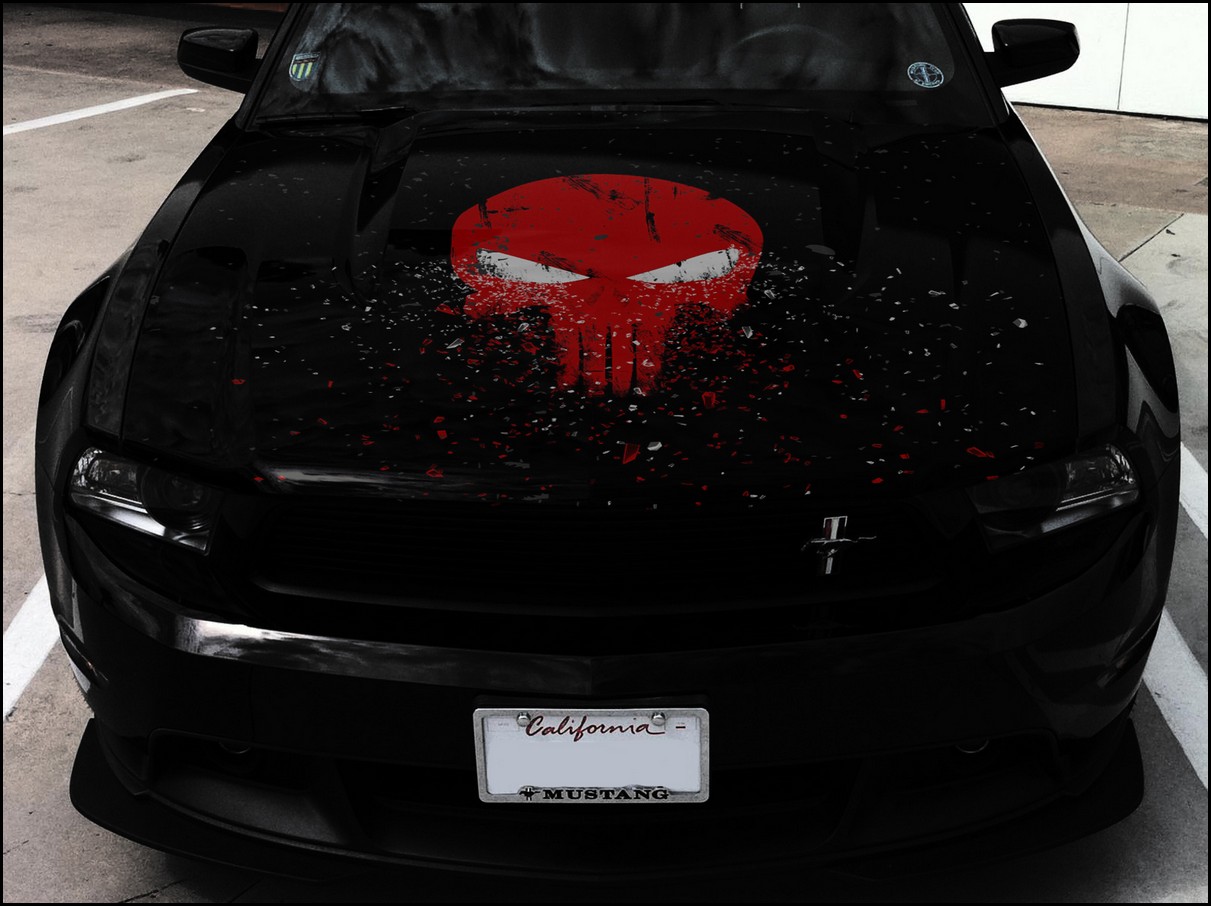 Vinyl Car Hood Wrap Full Color Graphics Decal Punisher Stick | Inspire ...