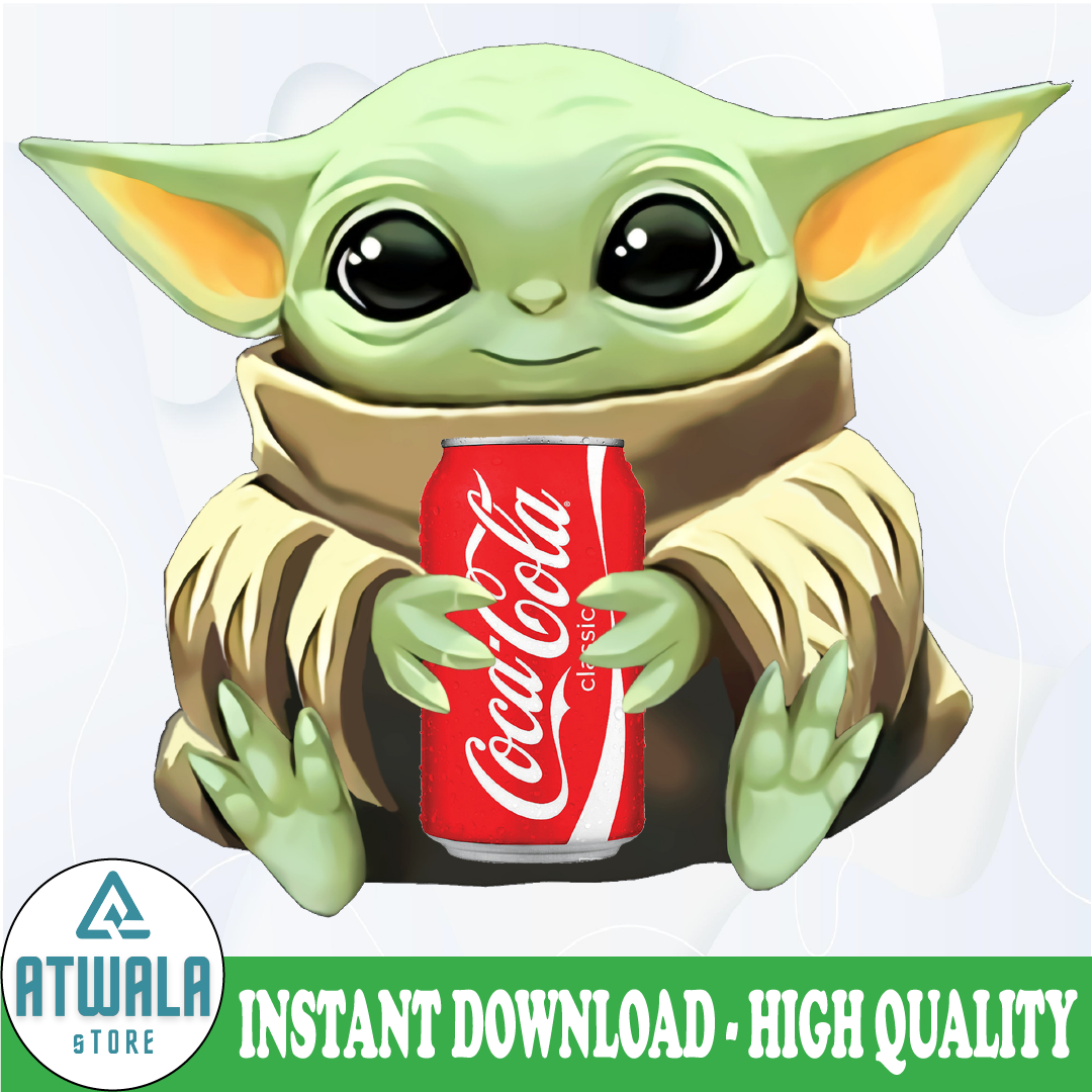 Baby Yoda with Coca Cola PNG, Baby Yoda png, Sublimation re - Inspire ...