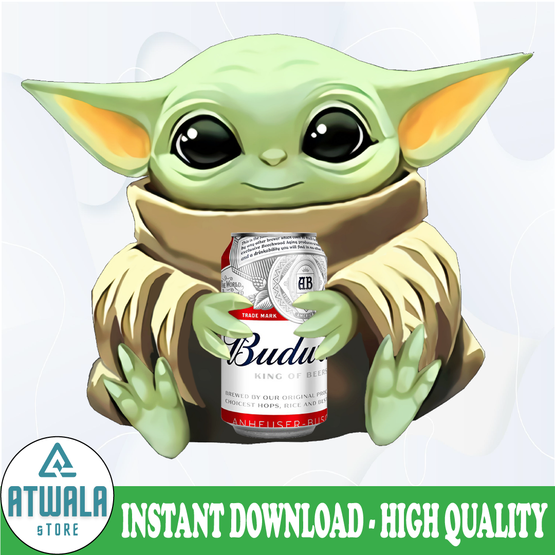 Baby Yoda with Budweiser PNG, Baby Yoda png, Sublimation re - Inspire ...