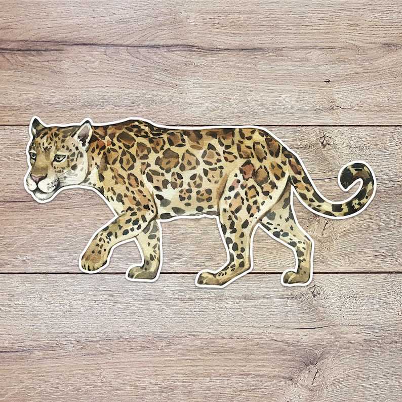 Watercolor jaguar sticker, Waterproof vinyl decal, Great gif - Inspire ...