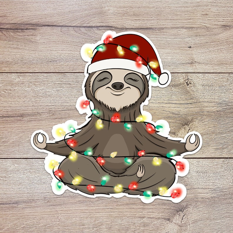 Christmas Lights sloth sticker, Waterproof vinyl decal, Grea - Inspire ...