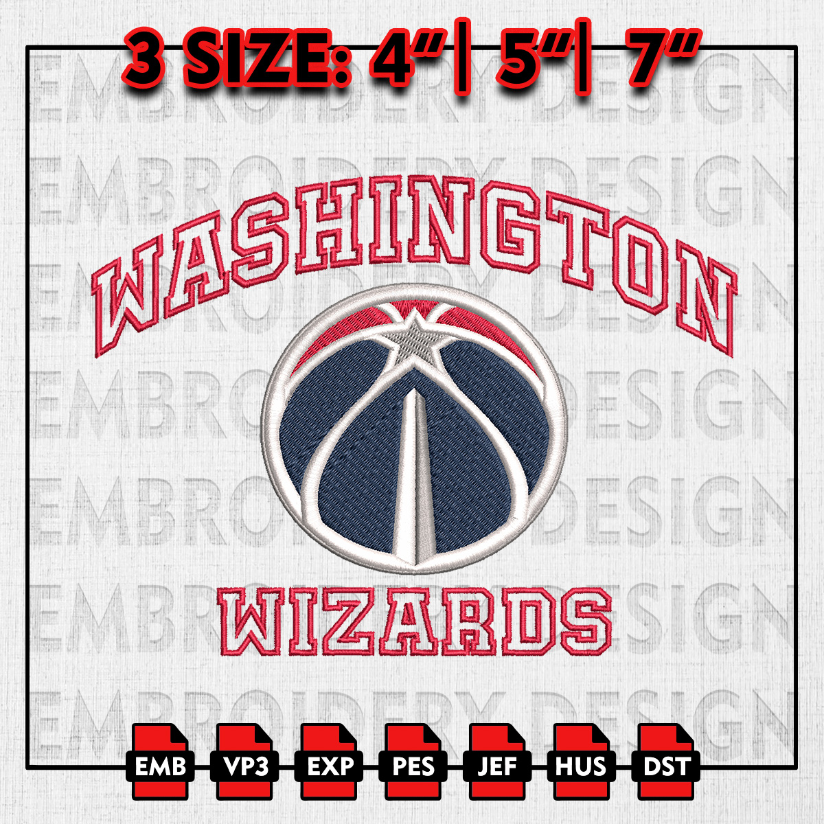 NBA Washington Wizards Embroidery Files, NBA teams, NBA Wiza | Inspire ...