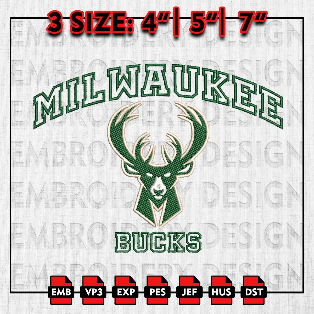 NBA Milwaukee Bucks Embroidery Files, NBA teams, NBA Bucks E - Inspire ...