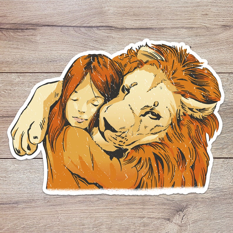 Cuddling lion sticker, Waterproof vinyl decal, Great gift fo - Inspire ...