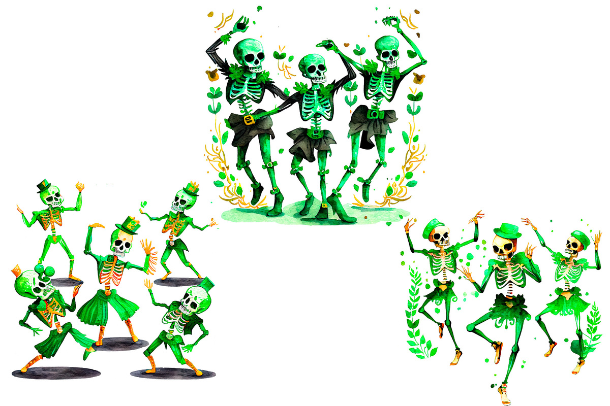 03 Files Skeleton Group Dancing PNG ST Patricks Day Sublimat - Inspire ...