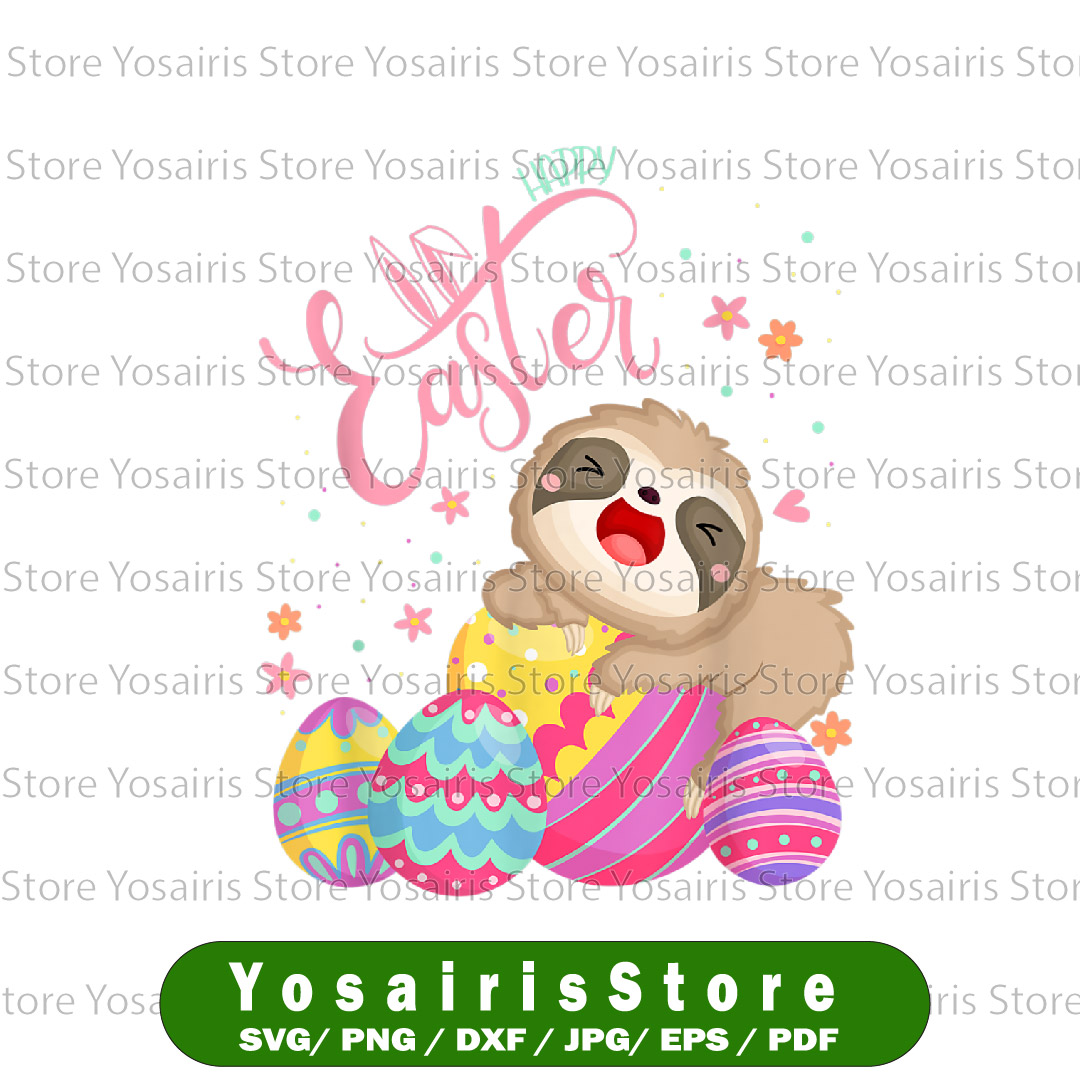 Happy Easter sloth with Egg Hunting Png, Cute Animal Png, Cu | Inspire ...