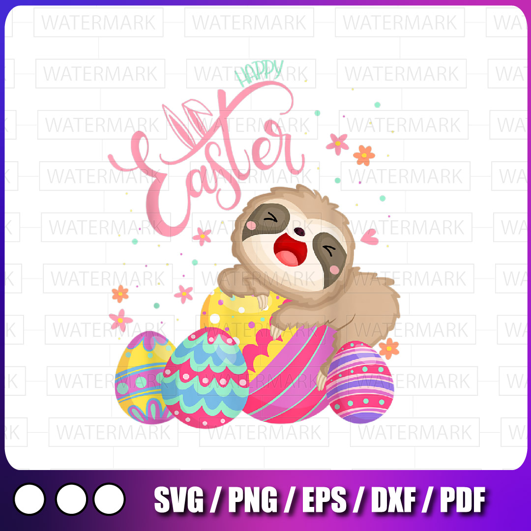Happy Easter sloth with Egg Hunting Png, Cute Animal Png, Cu - Inspire ...