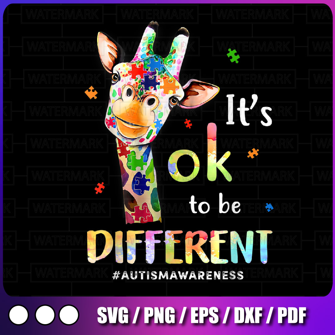 Autism Awareness Cute Giraffe Animal Png, It's Ok To Be Diff | Inspire ...
