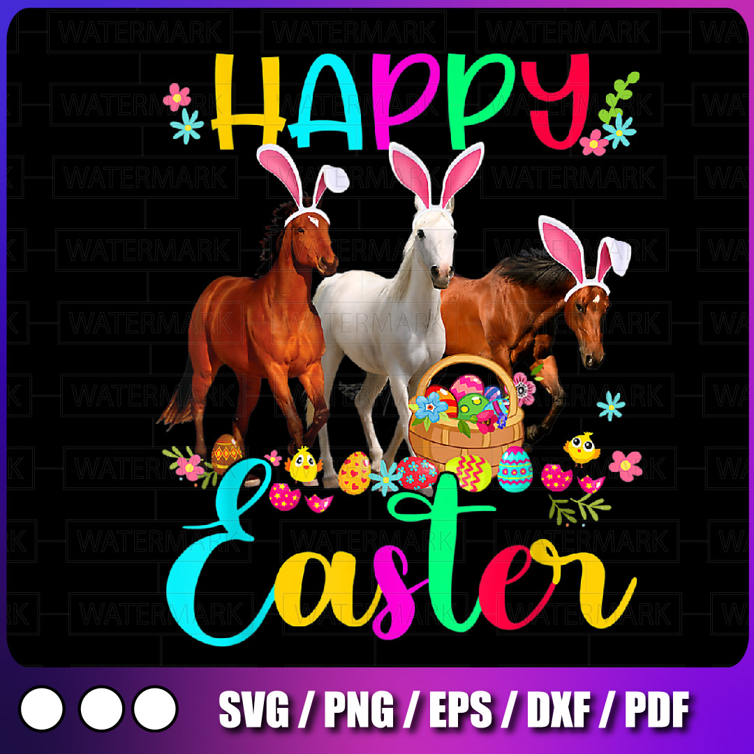 Happy Easter Horse Png, Lover Three Horse Wearing Bunny Ear | Inspire ...