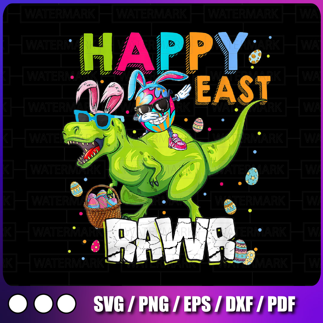 Dinosaurs Happy Eastrawr Png, Happy Easter Bunny Saurus Rex, - Inspire ...