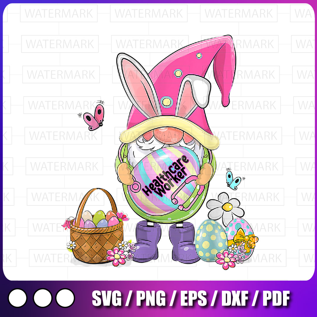 Funny Gnome Holding Easter Eggs Png, Healthcare Worker Bunny | Inspire ...