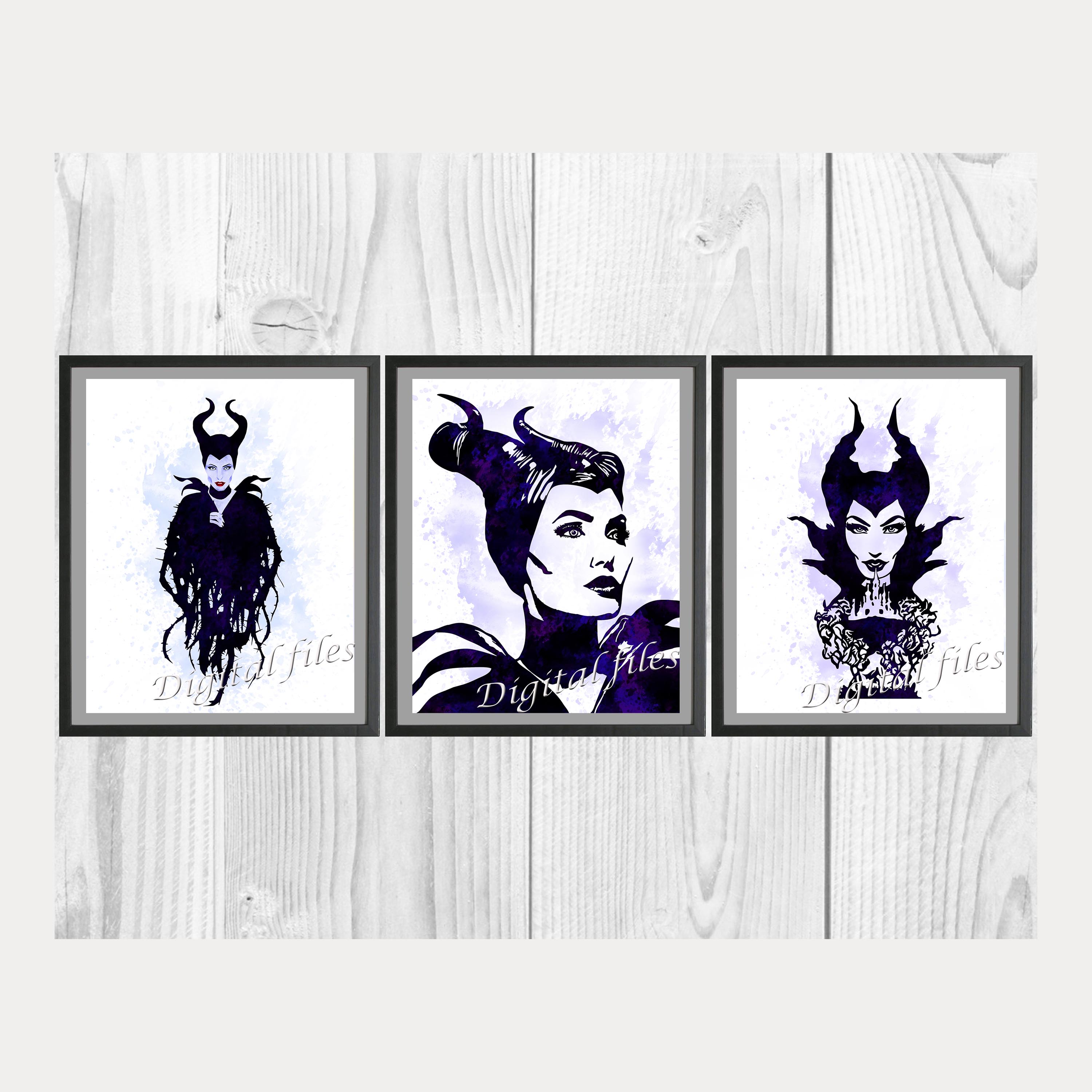 Maleficent Set Disney Art Print Digital Files nursery room w | Inspire ...