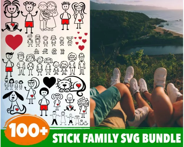 100 STICK FAMILY SVG BUNDLE - SVG, PNG, DXF, Files For Print | Inspire ...