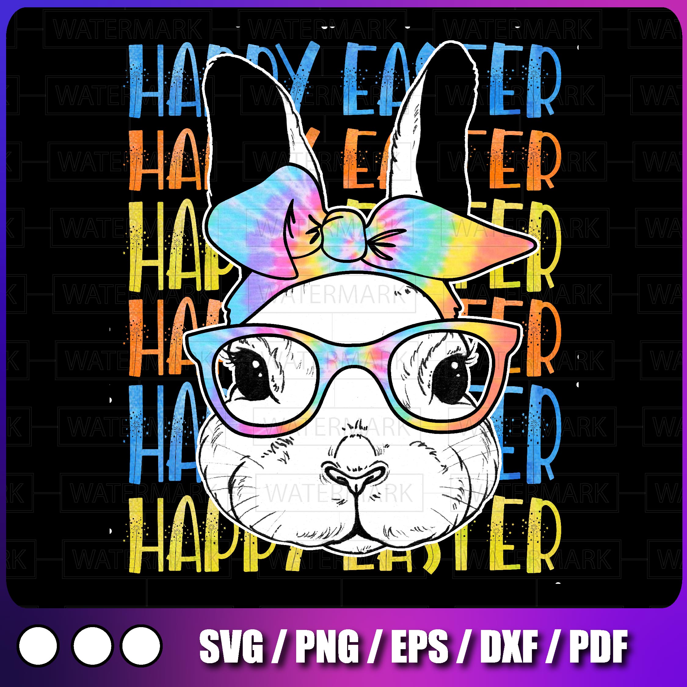 Easter Bunny PNG file, Tie Dye Rabbit sublimation file, - Inspire Uplift
