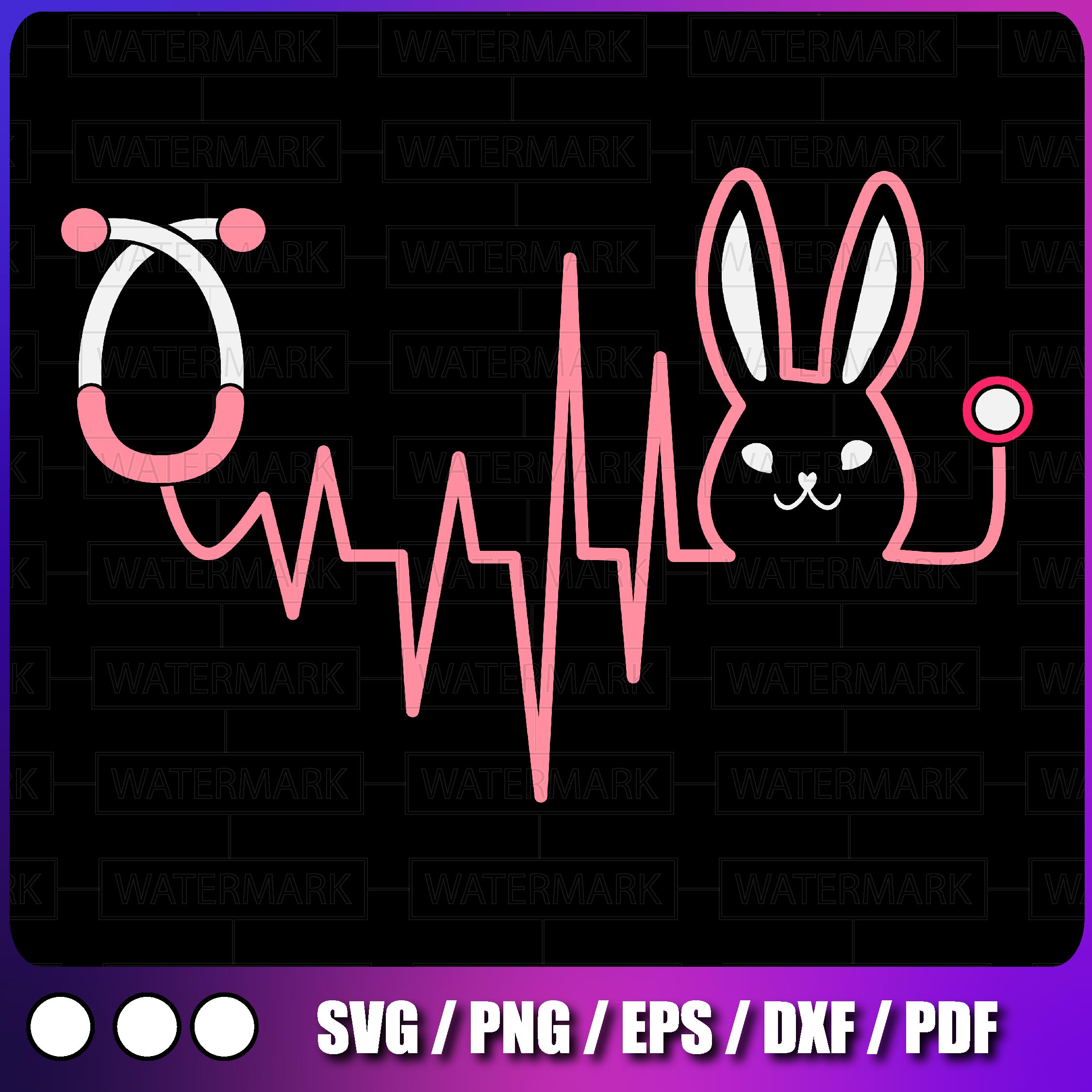 Heartbeat Easter stethoscope svg, dxf, eps, heartbeat nurse - Inspire ...