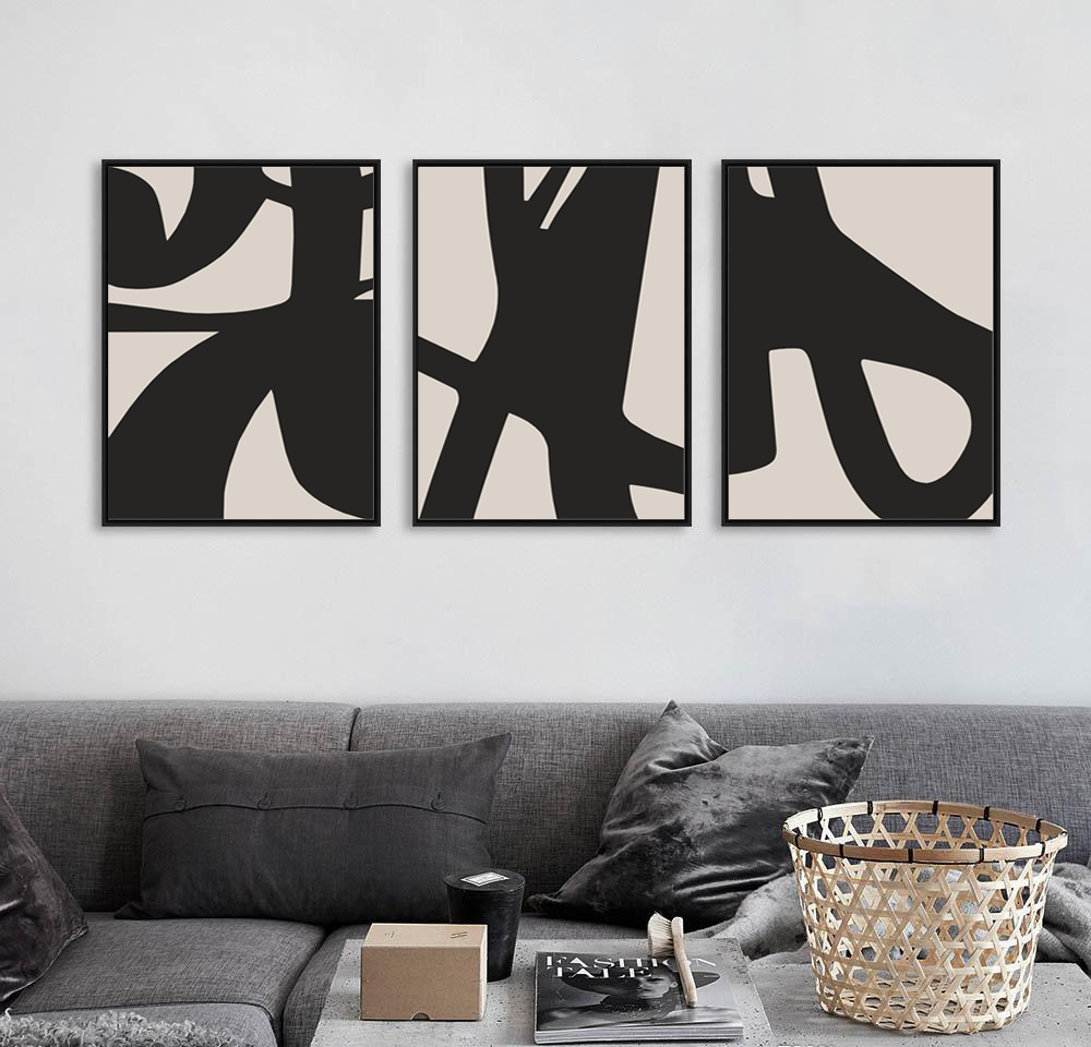 Abstract Triptych Set Of 3 Posters Abstract Line Art Large W - Inspire Uplift