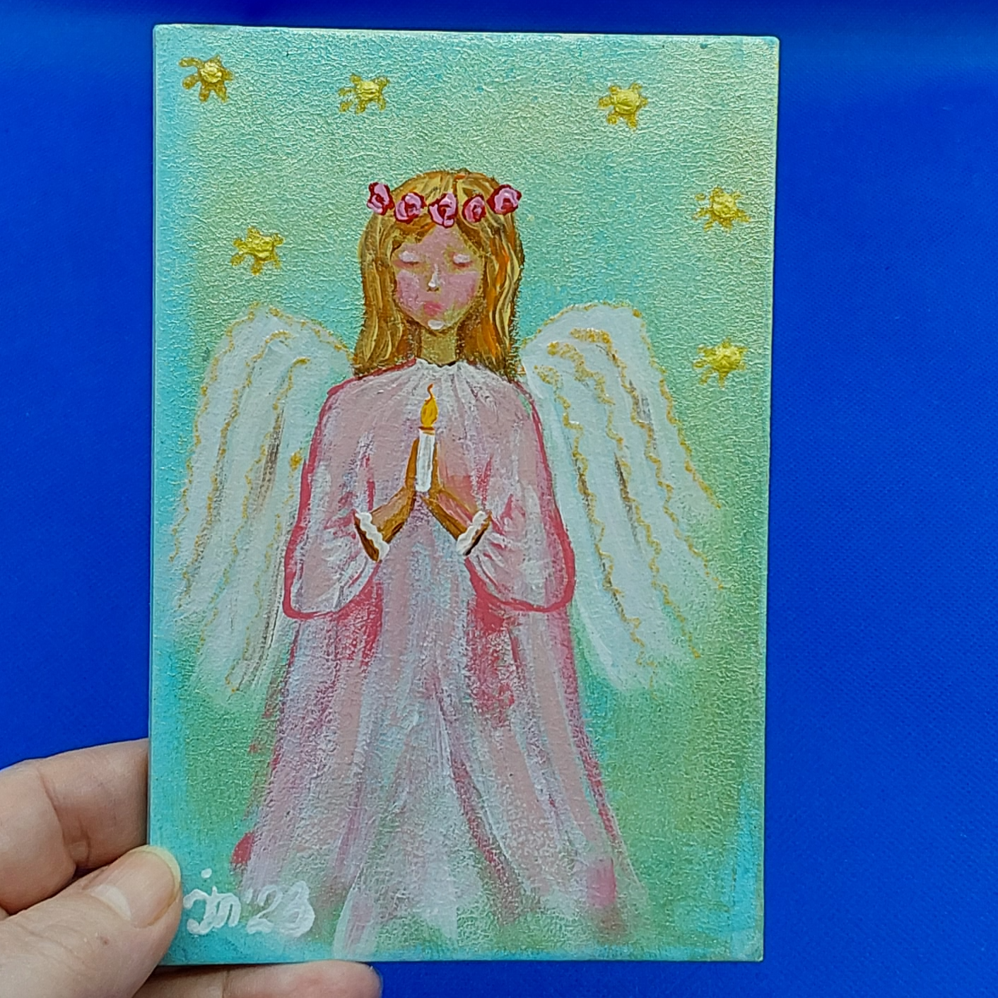 Guardian Angel Original Mini Painting Angel Wings Art Religi | Inspire ...