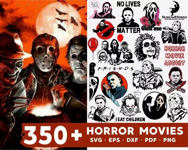 350 HORROR MOVIES SVG BUNDLE - SVG, PNG, DXF, EPS, PDF Files | Inspire ...