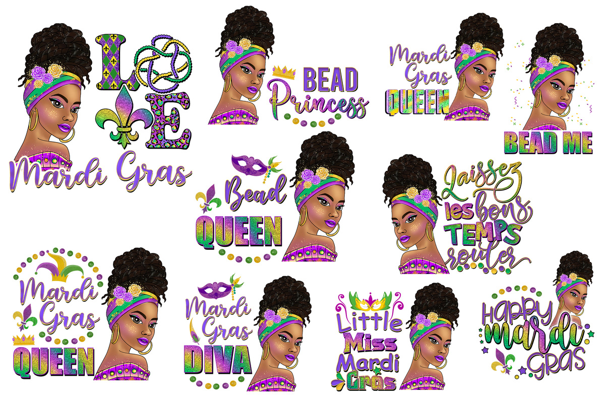 10 PNG Of Mardi Gras Queen Black Woman PNG Black Girl Sublim | Inspire ...