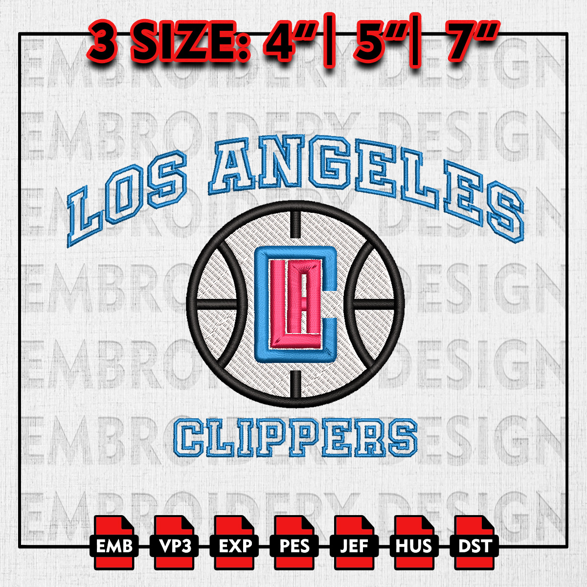 NBA Los Angeles Clippers Embroidery Files, NBA teams, NBA Cl | Inspire ...