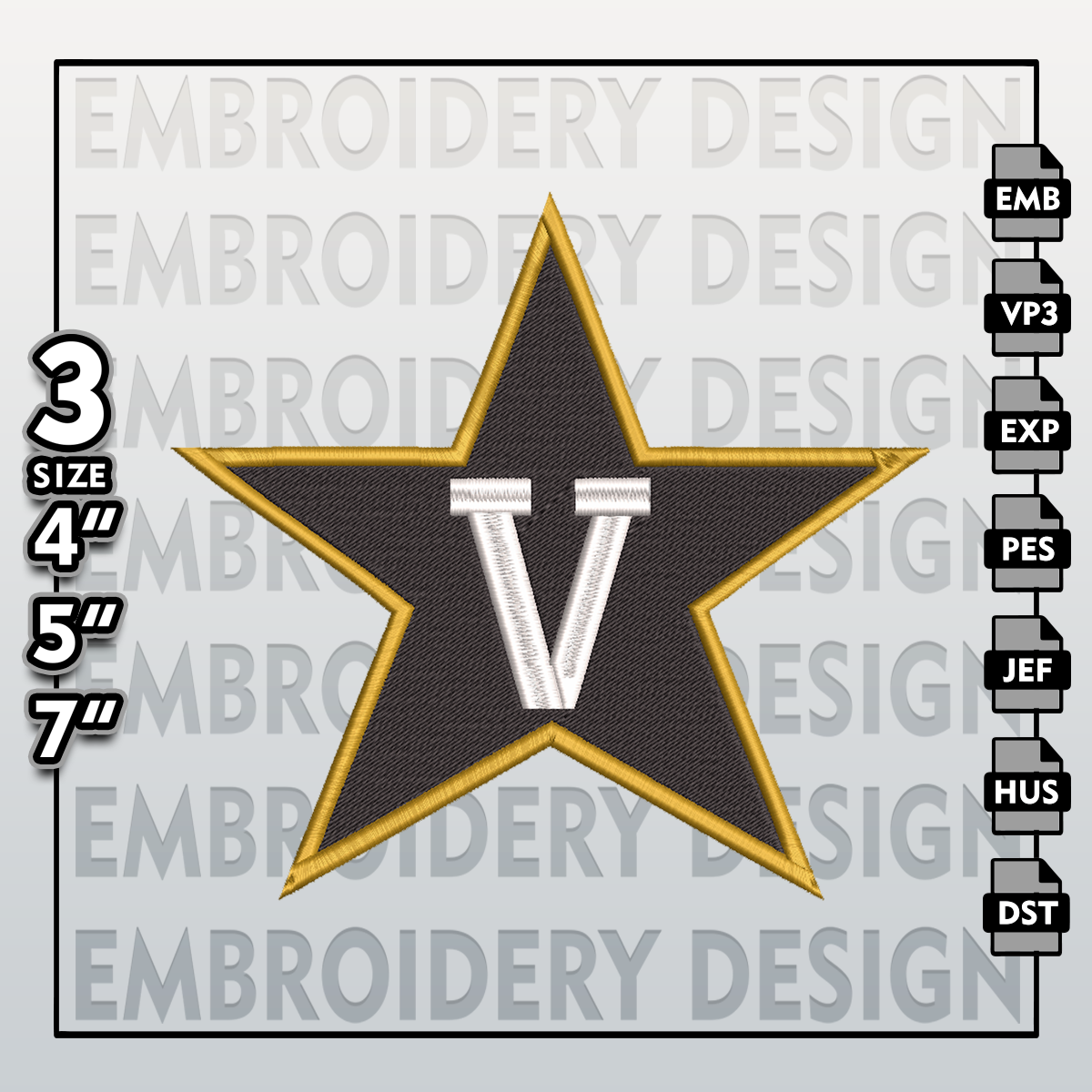 Vanderbilt Commodores Embroidery Files, NCAA Logo Embroidery | Inspire ...