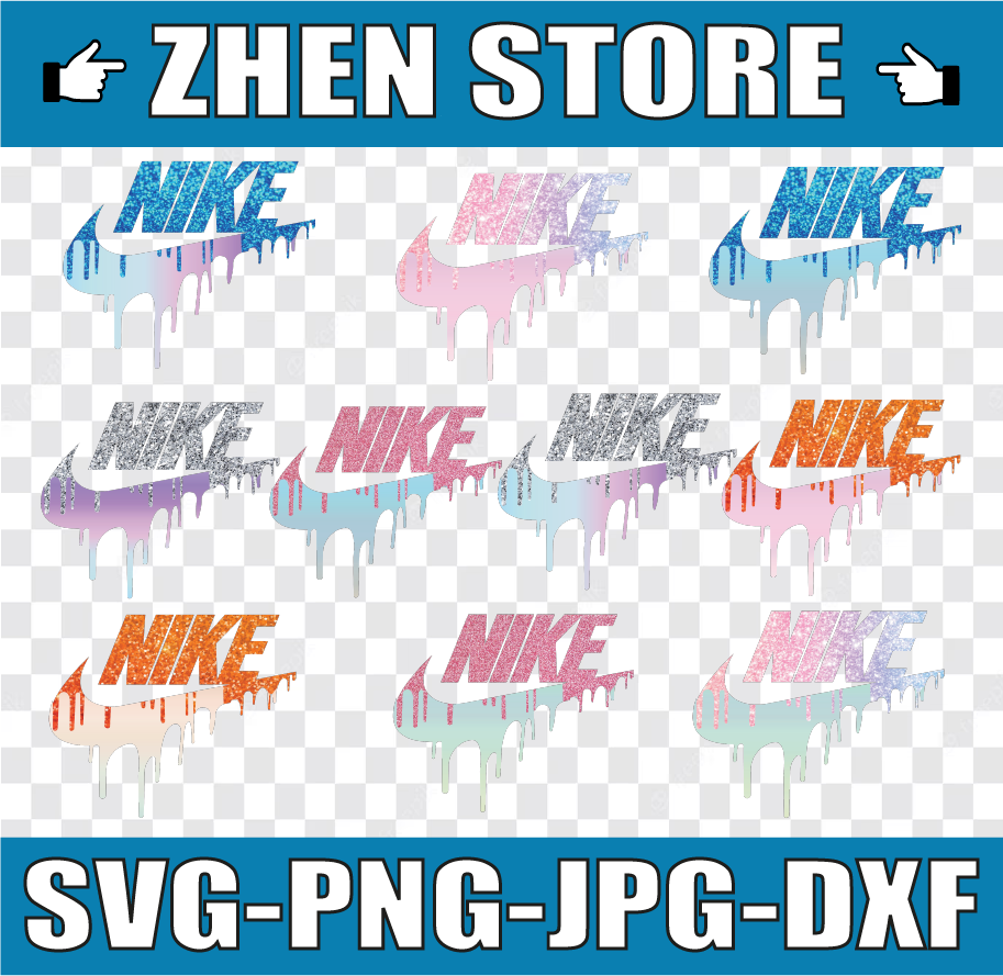Drip Glitter Nike Sports Brands Logo PNG Bundle, 10 Files Hi | Inspire ...