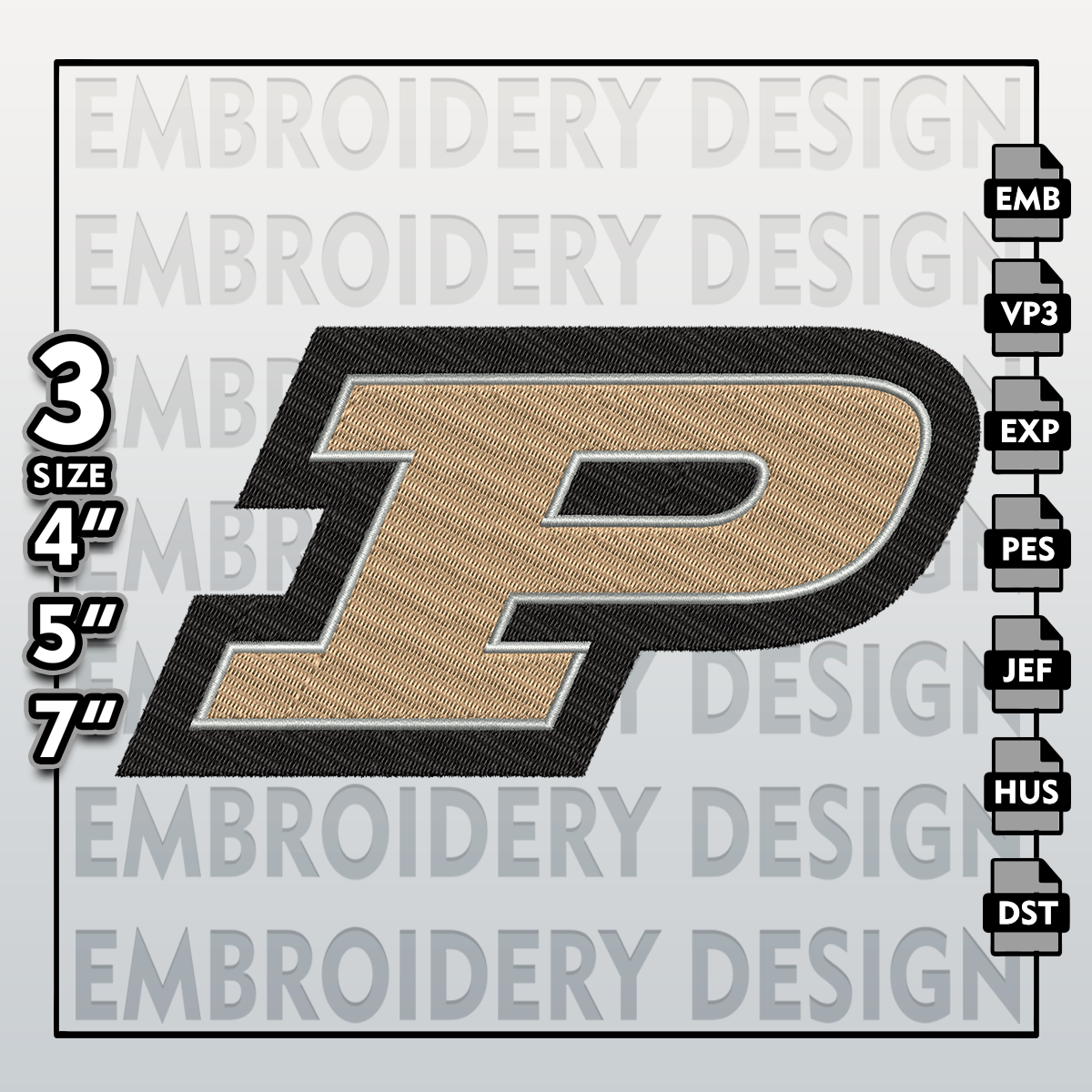 Purdue Boilermakers Embroidery Files, NCAA Logo Embroidery D | Inspire ...