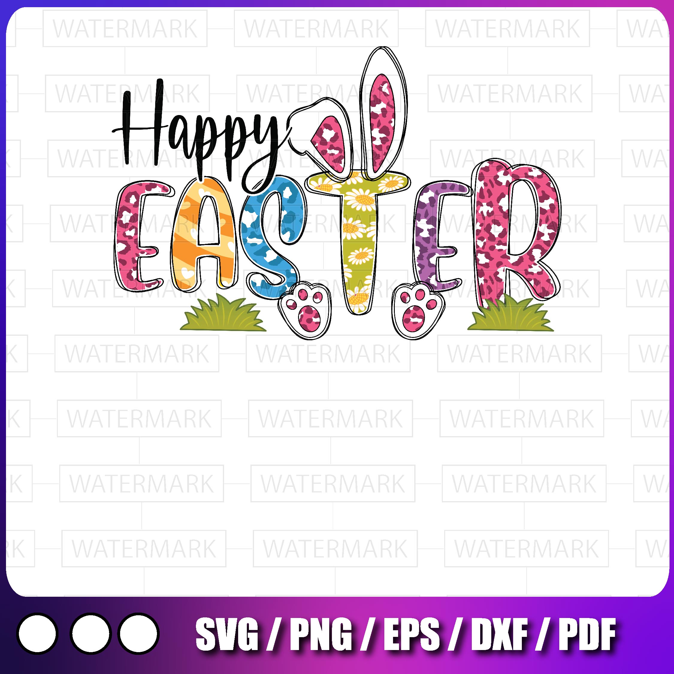 Happy Easter Colorful Leopard PNG Print File for Sublimation - Inspire ...