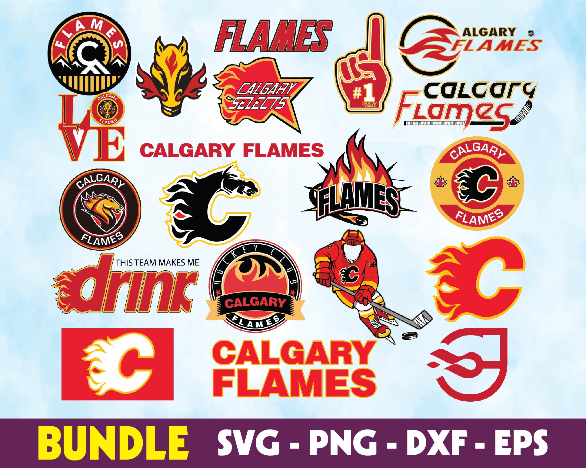 Calgary Flames logo, bundle logo, svg, png, eps, dxf - Inspire Uplift