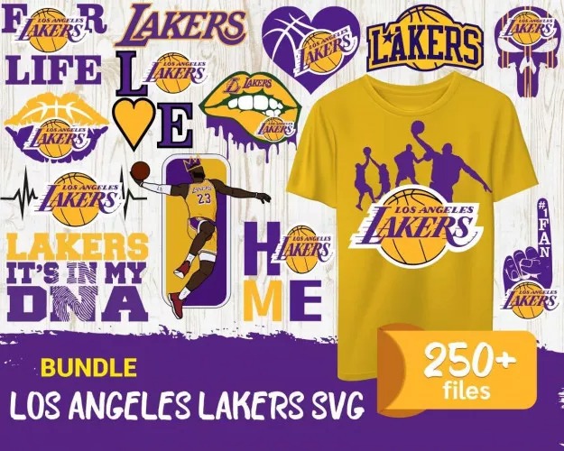250 LAKERS SVG BUNDLE - SVG, PNG, DXF, EPS, PDF Files For Pr | Inspire ...