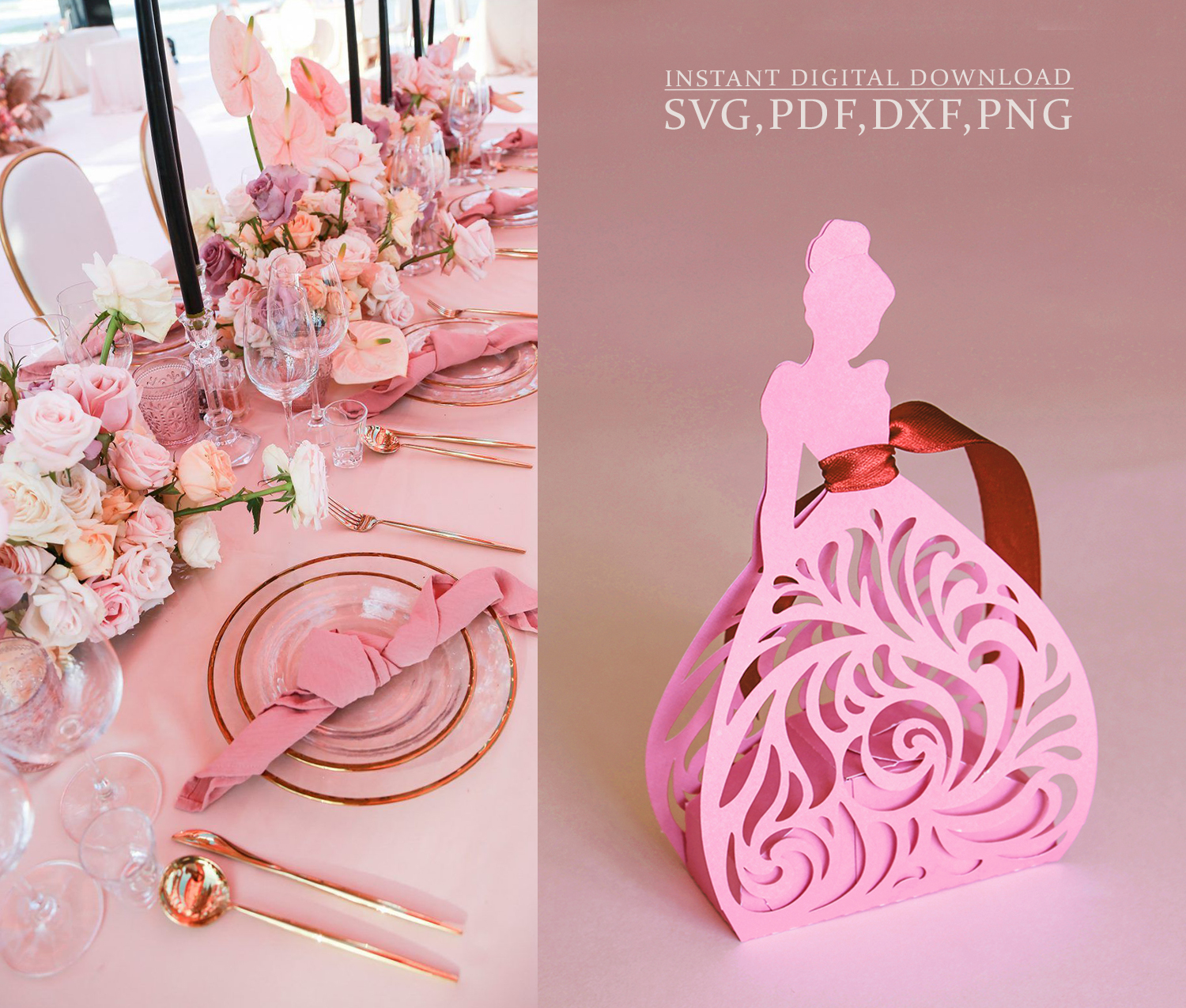 Princess wedding box svg, candy gift box template | Inspire Uplift